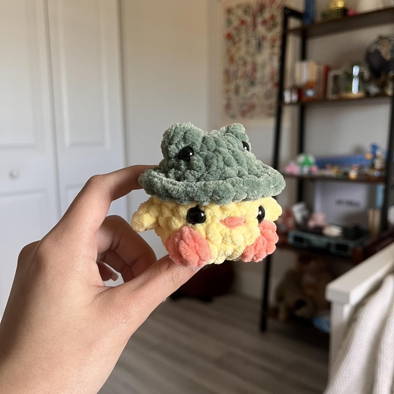 Baby duck with frog hat plush | crochet mini duck... - Depop