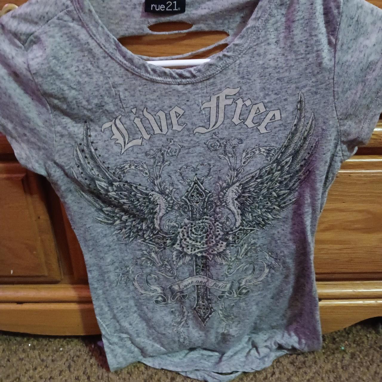 Rue 21 rhinestone shirt size small through medium - Depop