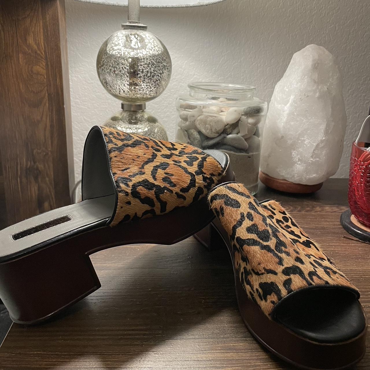 Topshop cheetah print clogs. Vegan material. Feaux... - Depop