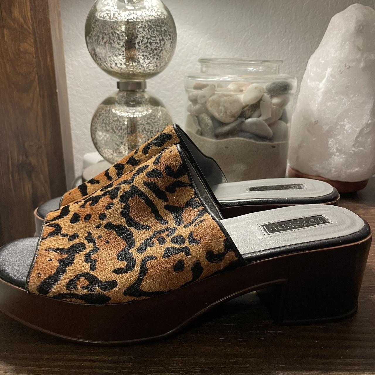 Topshop cheetah print clogs. Vegan material. Feaux... - Depop