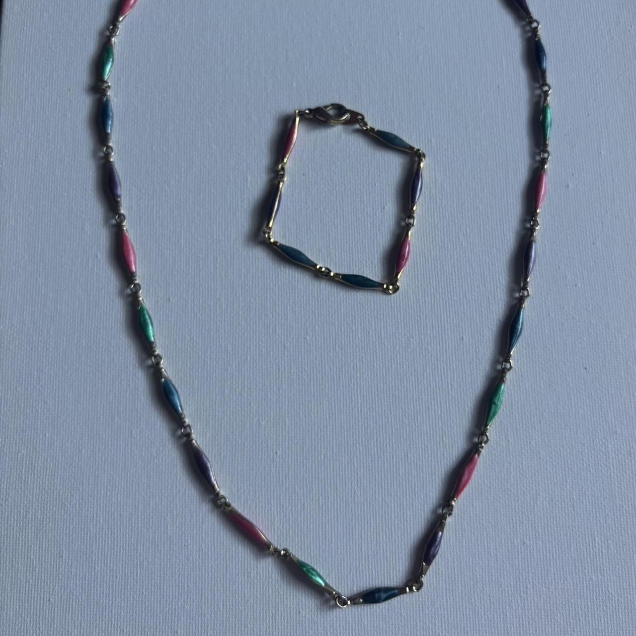 Retro 90s multi-coloured beaded necklace and... - Depop