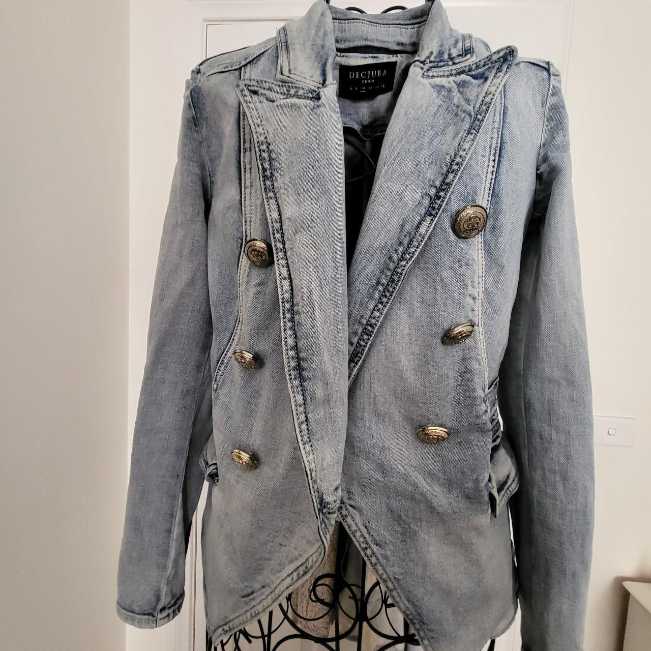 Decjuba military denim jacket with shoulder pads | Depop