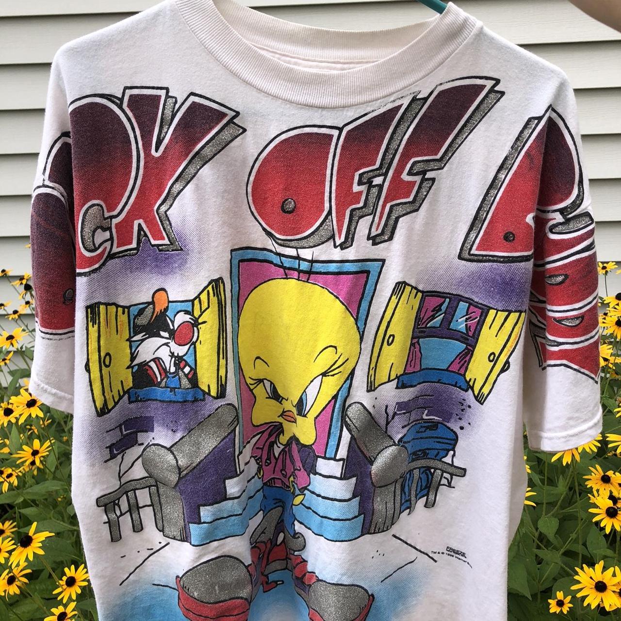 vintage 1996 tweety bird ‘back off buddy’ looney... - Depop