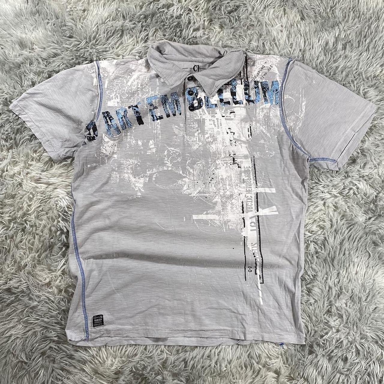 00s Grunge/Y2k Affliction Style Polo Shirt Men... - Depop