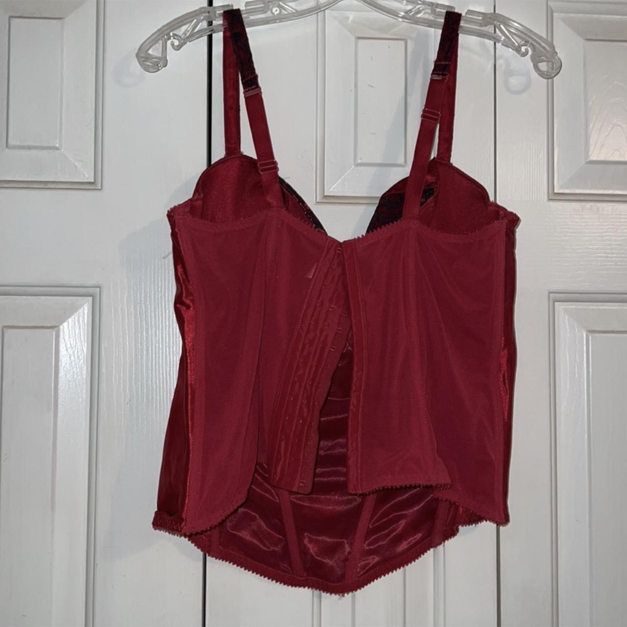 Vtg corset Maroon red corset Plus size corset,... - Depop