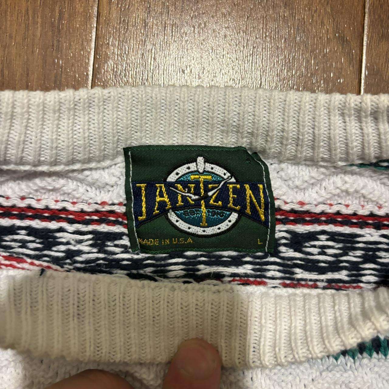 Vintage colorful white jantzen sweater Awesome pops... - Depop