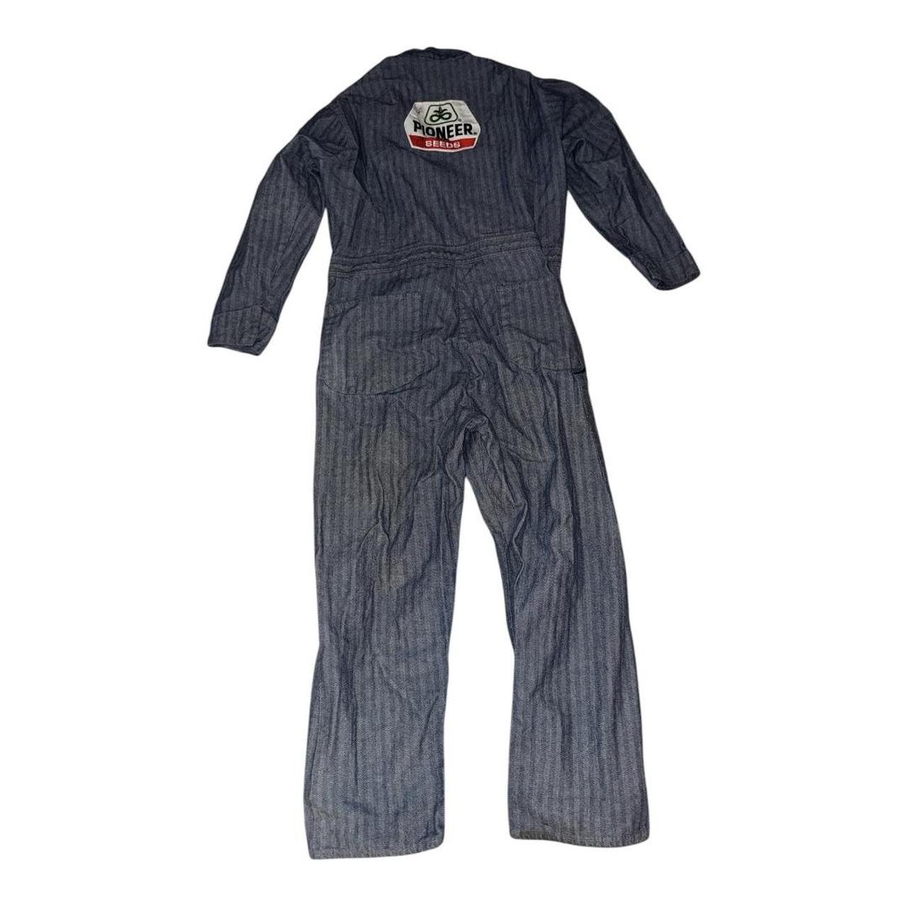 VTG WorkWear Mens Coveralls Gray Striped Utility... | Depop