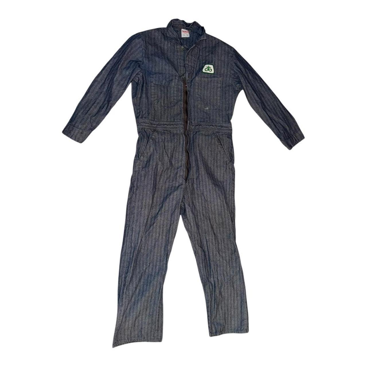 VTG WorkWear Mens Coveralls Gray Striped Utility... | Depop