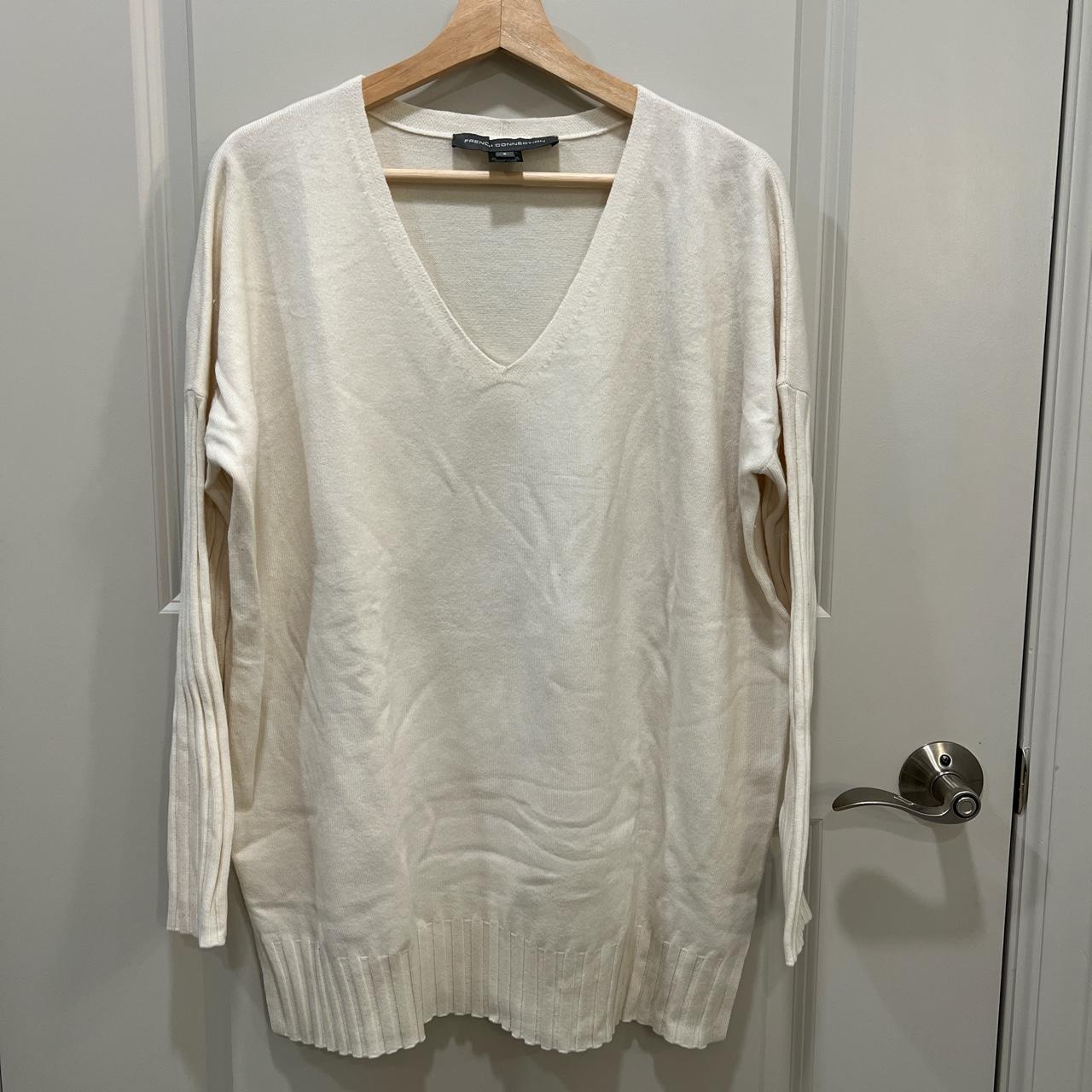 French Connection Cream V neck sweater Women’s Size S - Depop