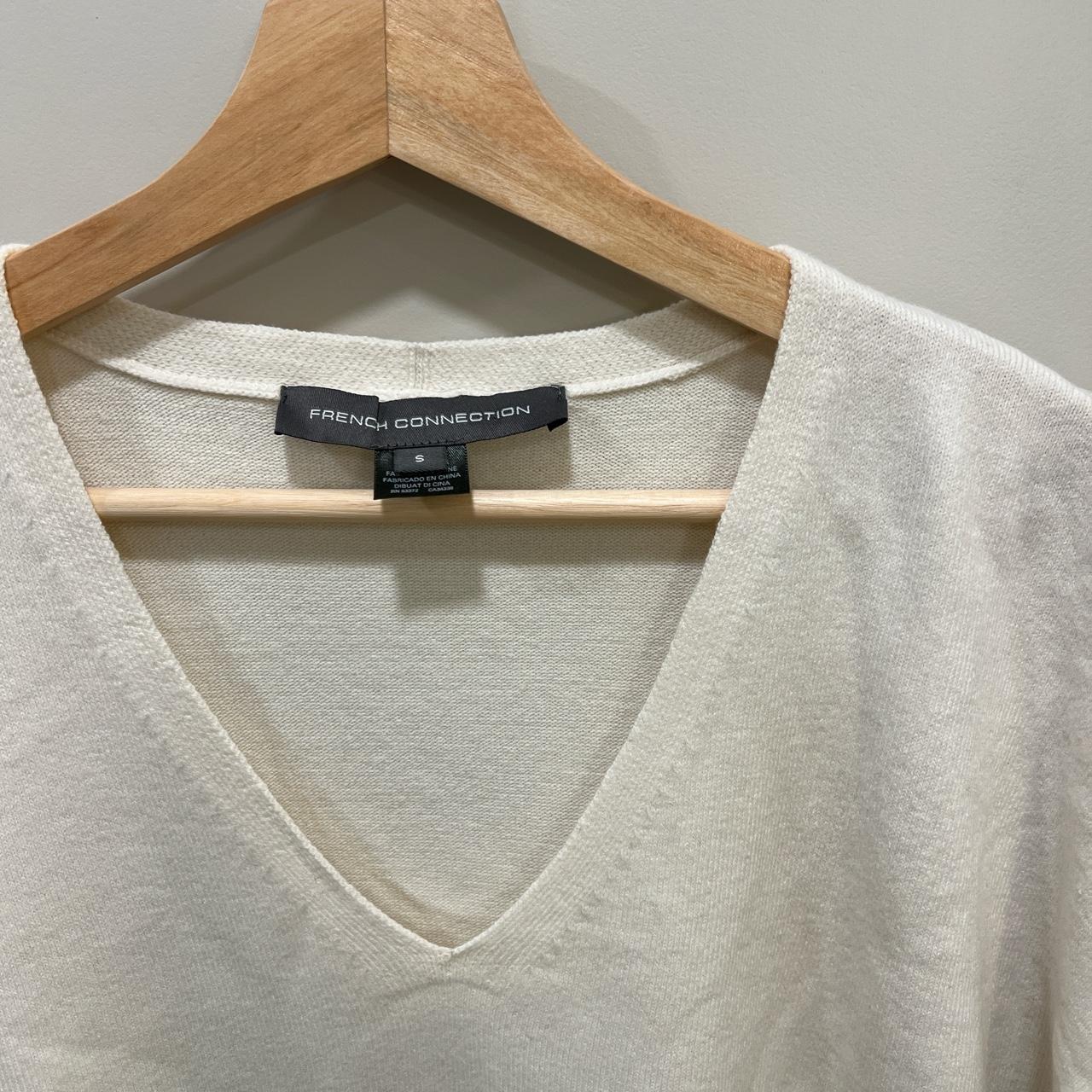 French Connection Cream V neck sweater Women’s Size S - Depop