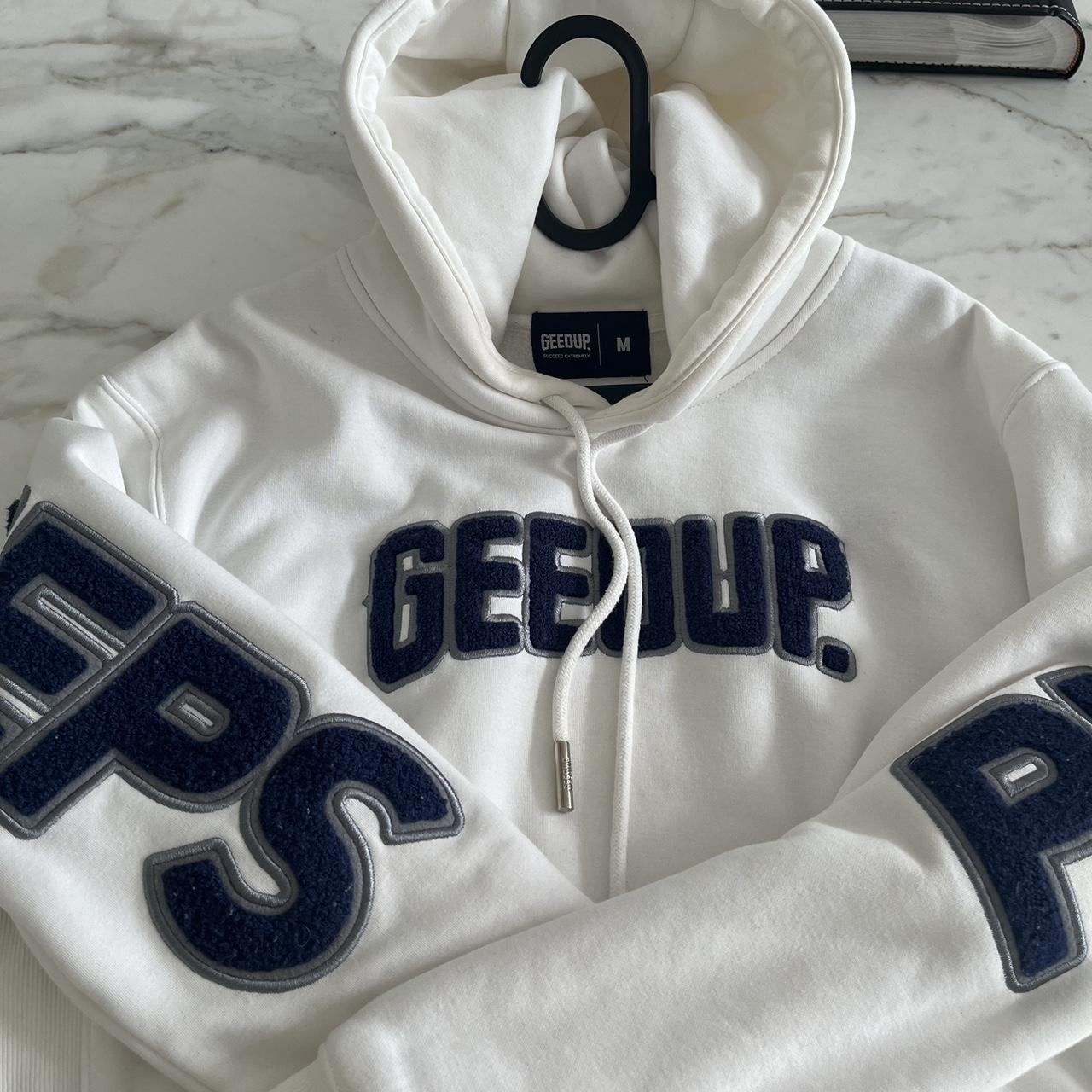 Original “Geedup” white hoodie. Looks brand new,... - Depop