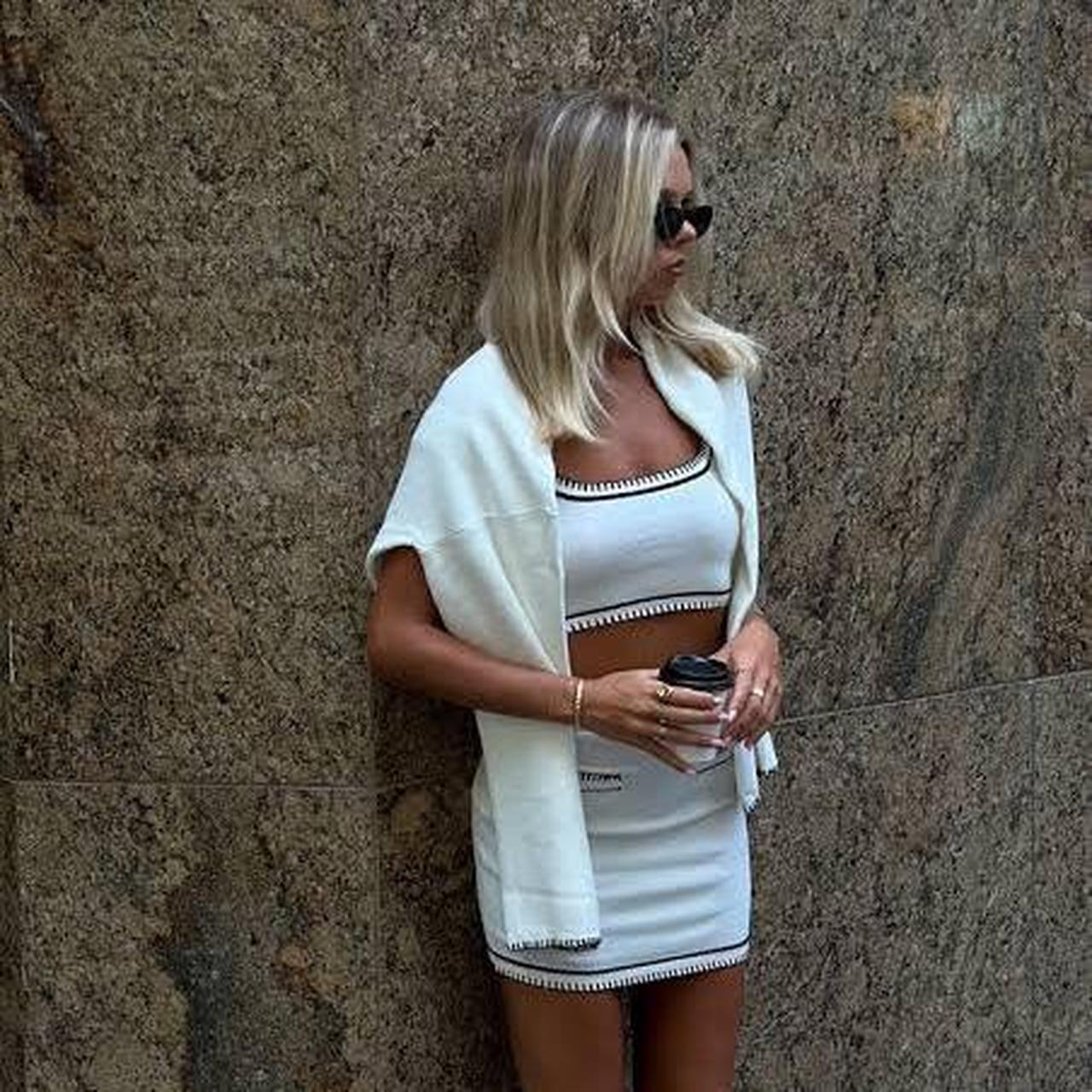 Sndys Beverley Mini Skirt White Size Xs Brand New Depop
