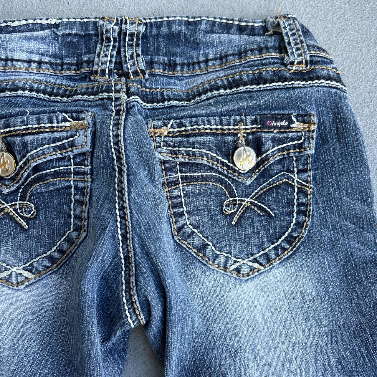 y2k angel jeans with double button detail - Depop