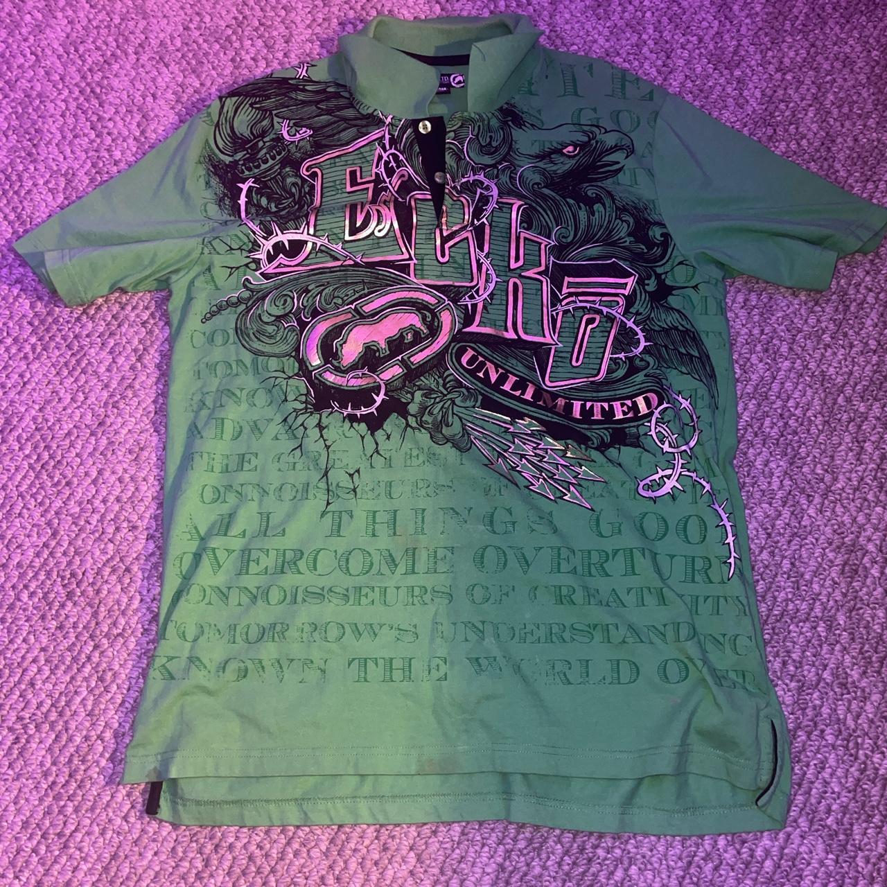 Green ecko untld polo shirt XL - Depop