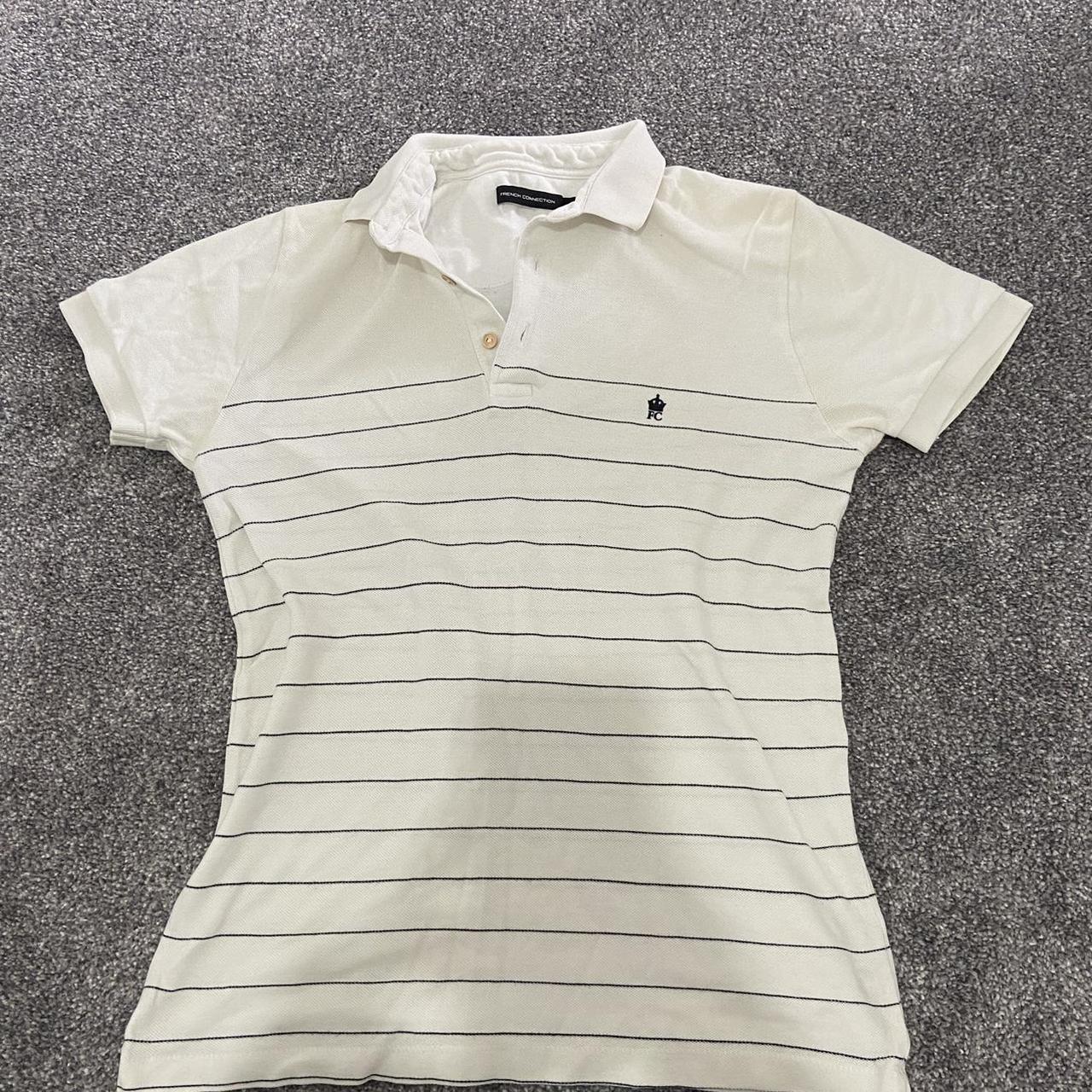 French Connection White Polo - Depop