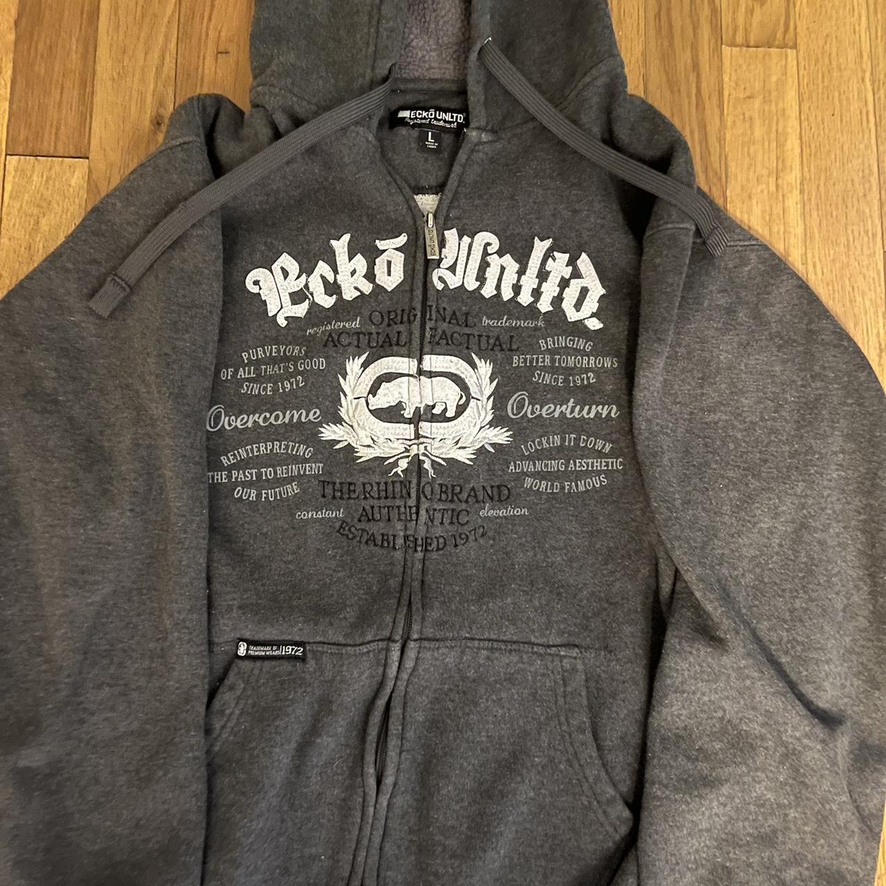 Dark grey ecko unltd zip up - Depop