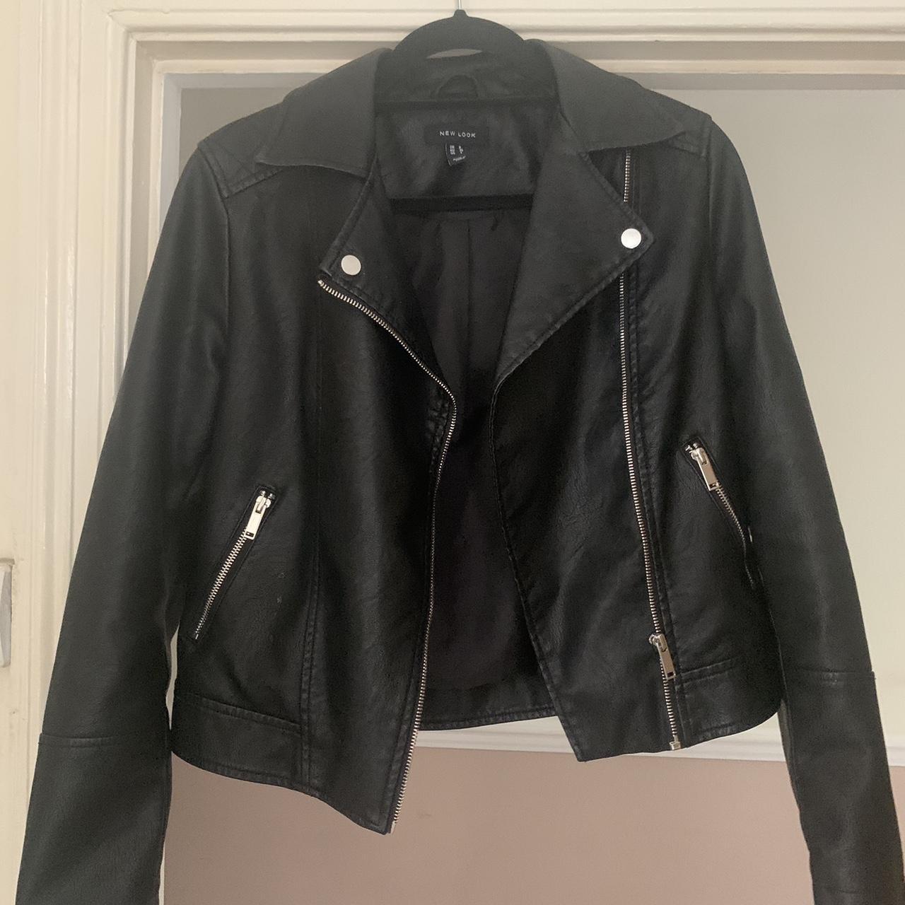 Uk 8 New look leather jacket - worn only a few... - Depop