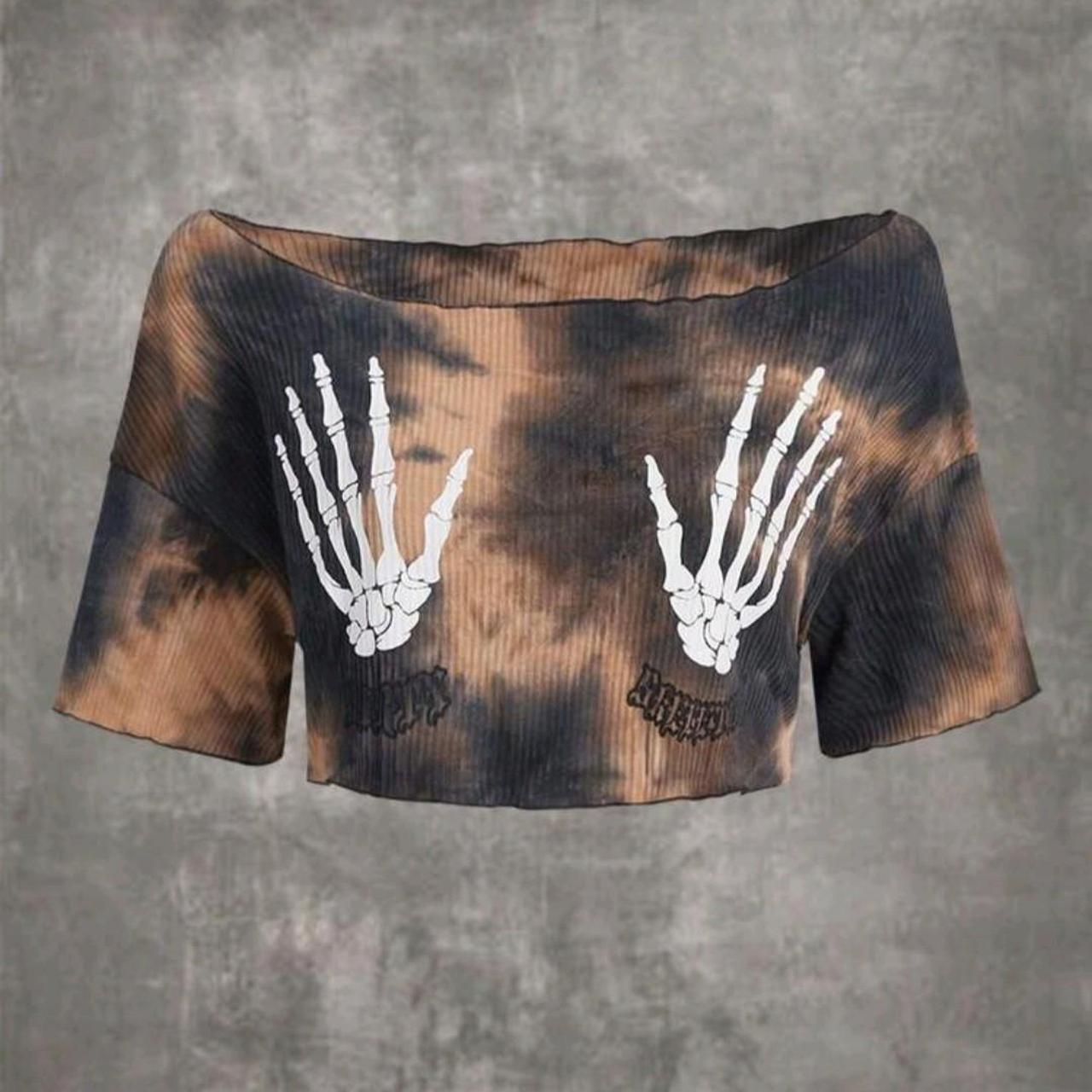 Tie dye skeleton crop top , never been worn - Depop