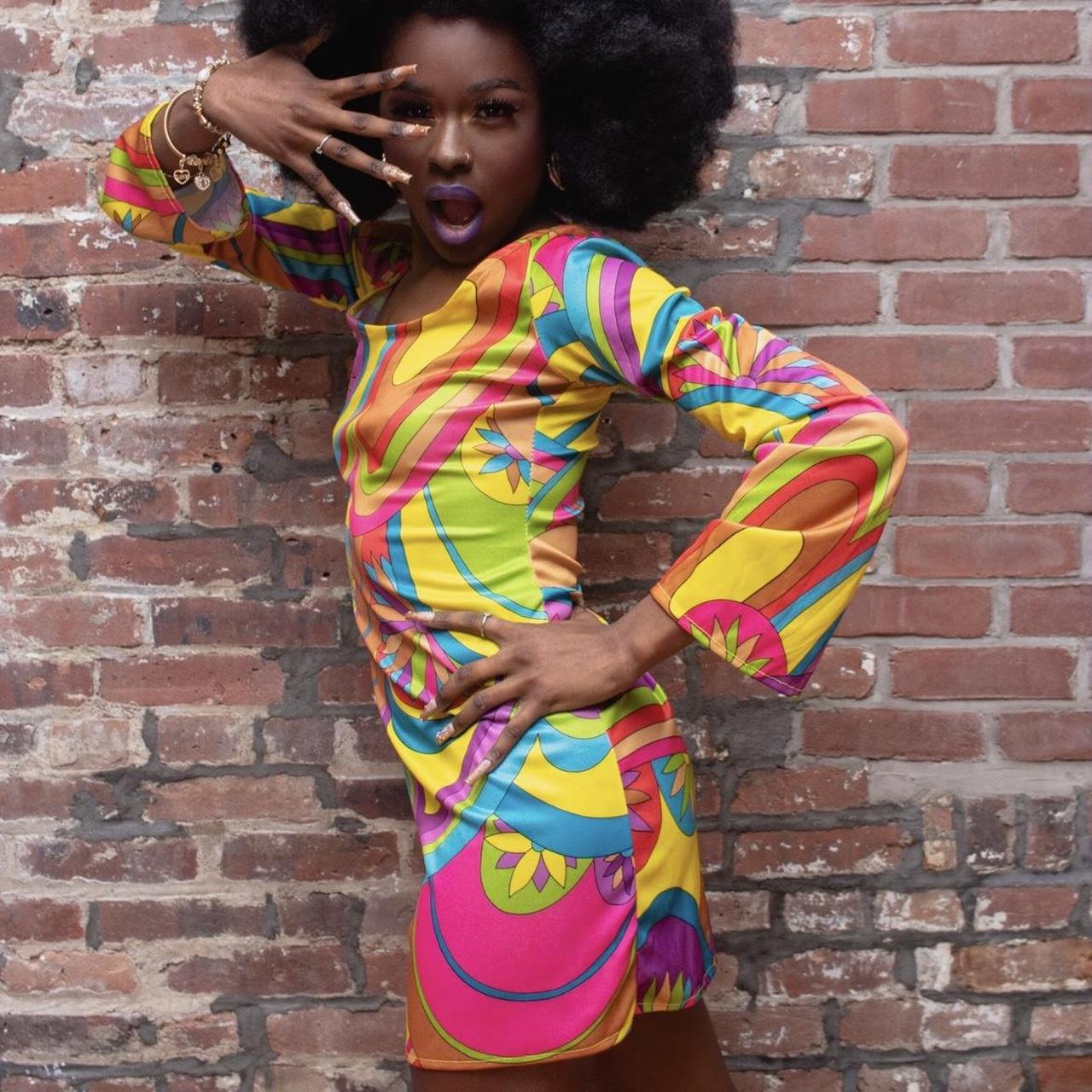 70s print dress (small) - Depop