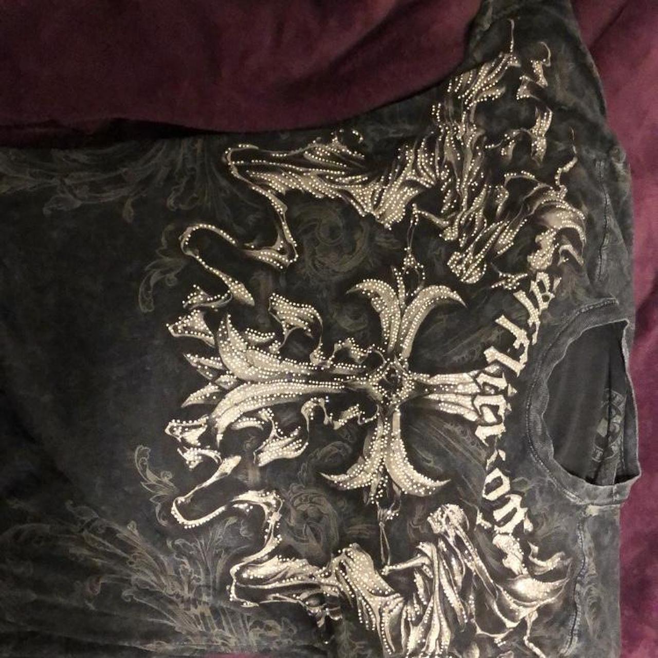 Light blue affliction with rhinestones. If you need... - Depop