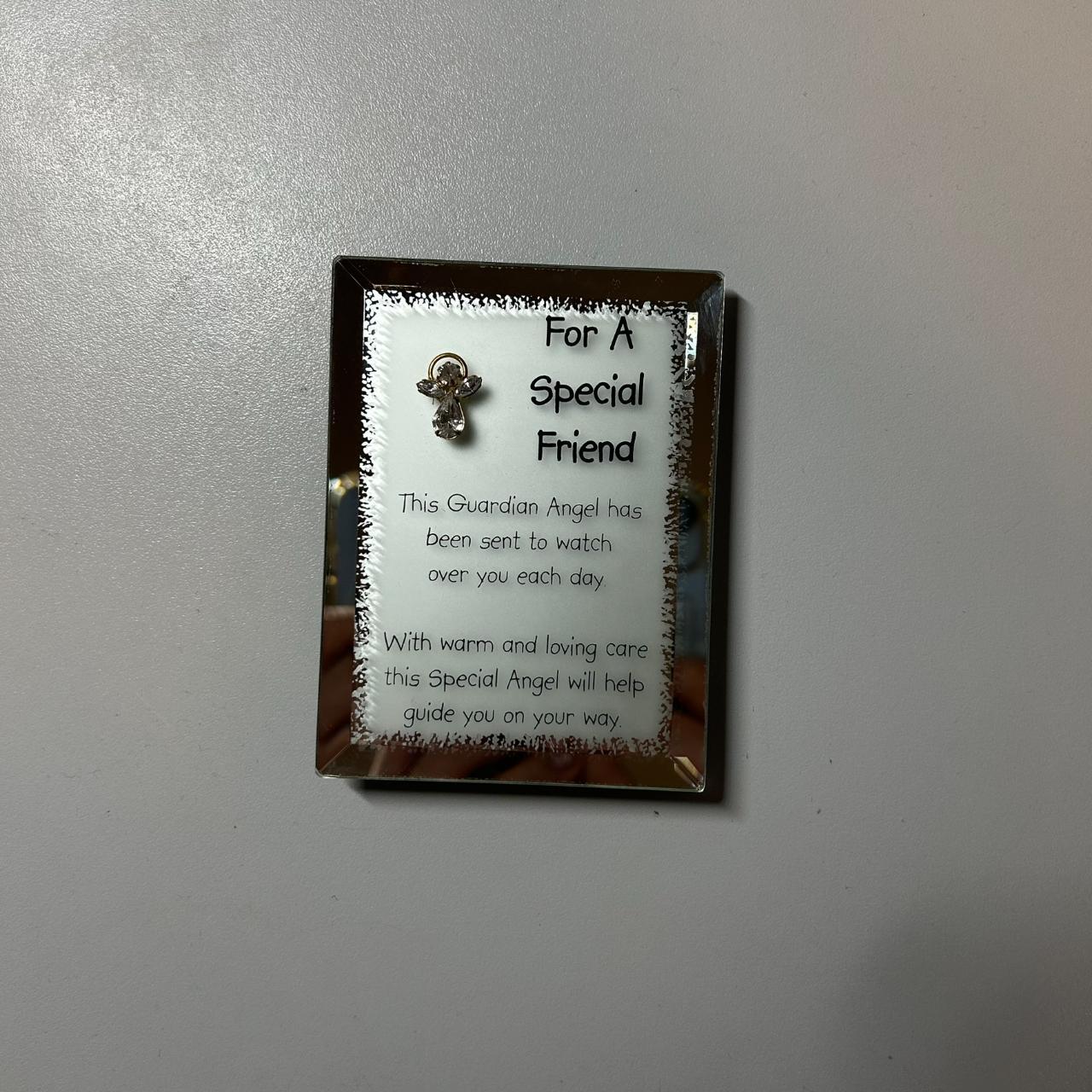 Only4U Silver Glass Mirror Guardian Angel 'For a... - Depop