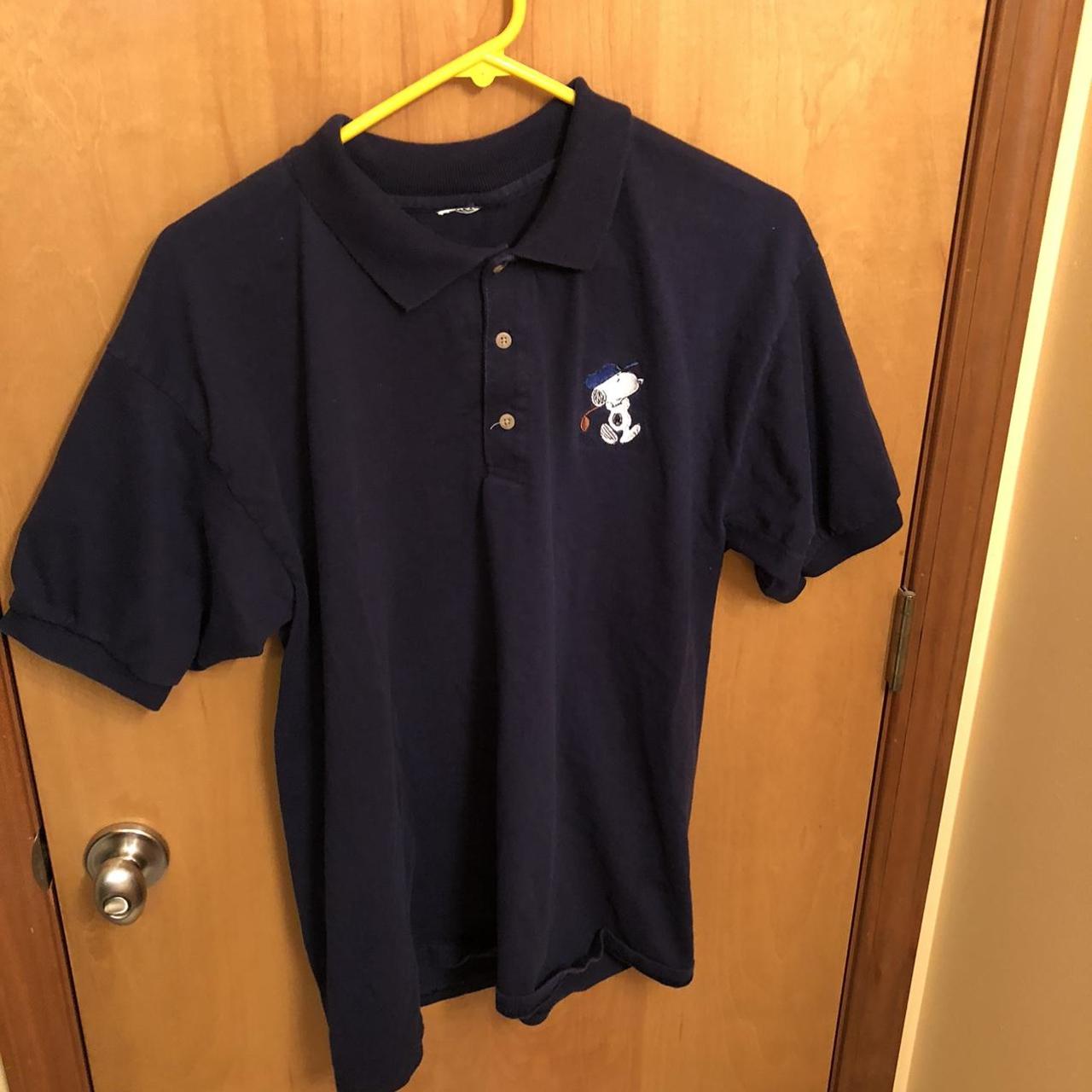 Snoopy Golf Polo Navy Blue Mens Large - Depop