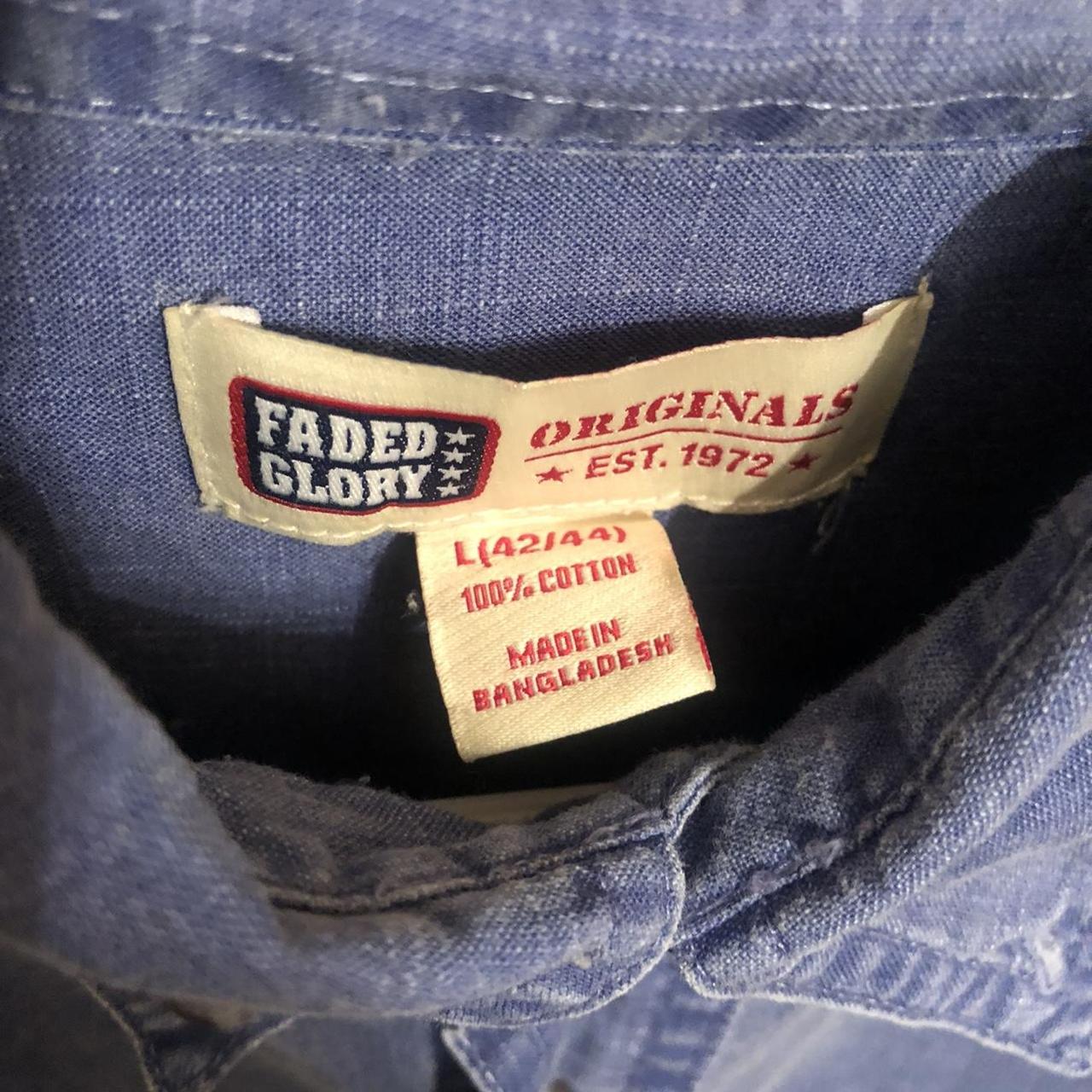 Faded Glory Blue faded Button up Large #vintage... - Depop