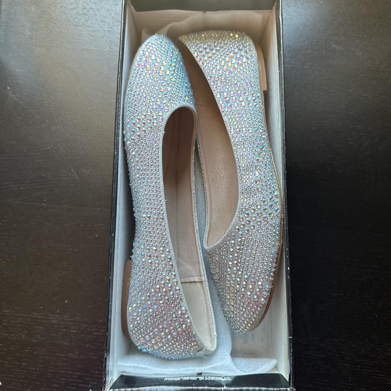 Silver flats with rhinestones size 7 1/2 from the De... - Depop