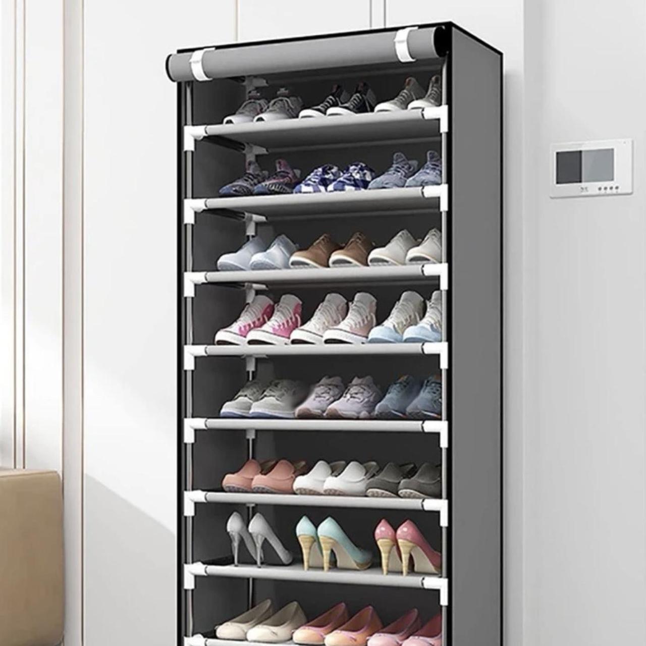 1pc Combination Zipper Shoe Rack Simple Fabric Shoe... - Depop