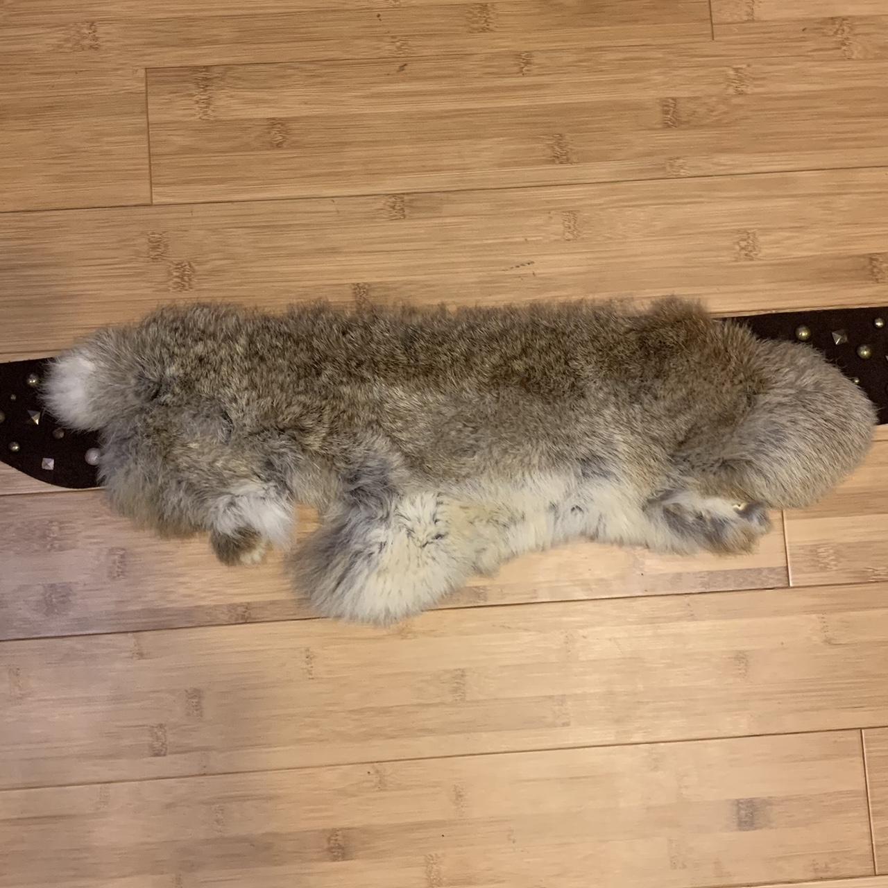 goa rabbit fur belt one size hide belt with studs... - Depop