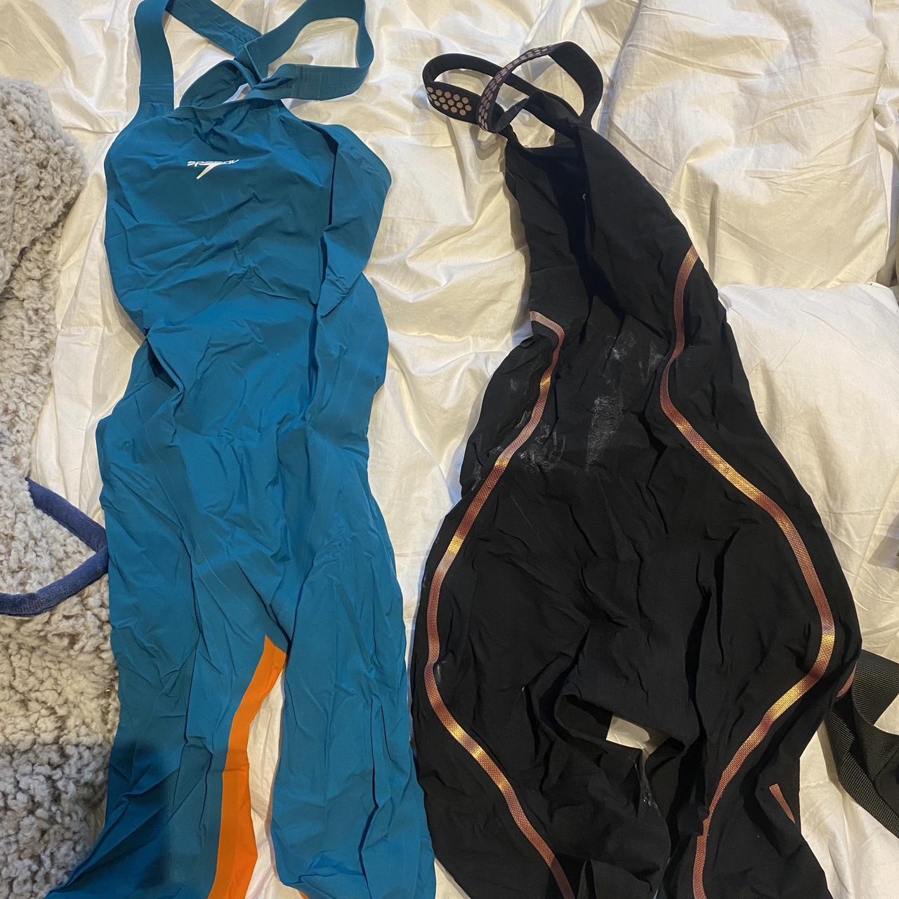 2 tech-suits: 1. Blue open back speedo tech suit,... - Depop