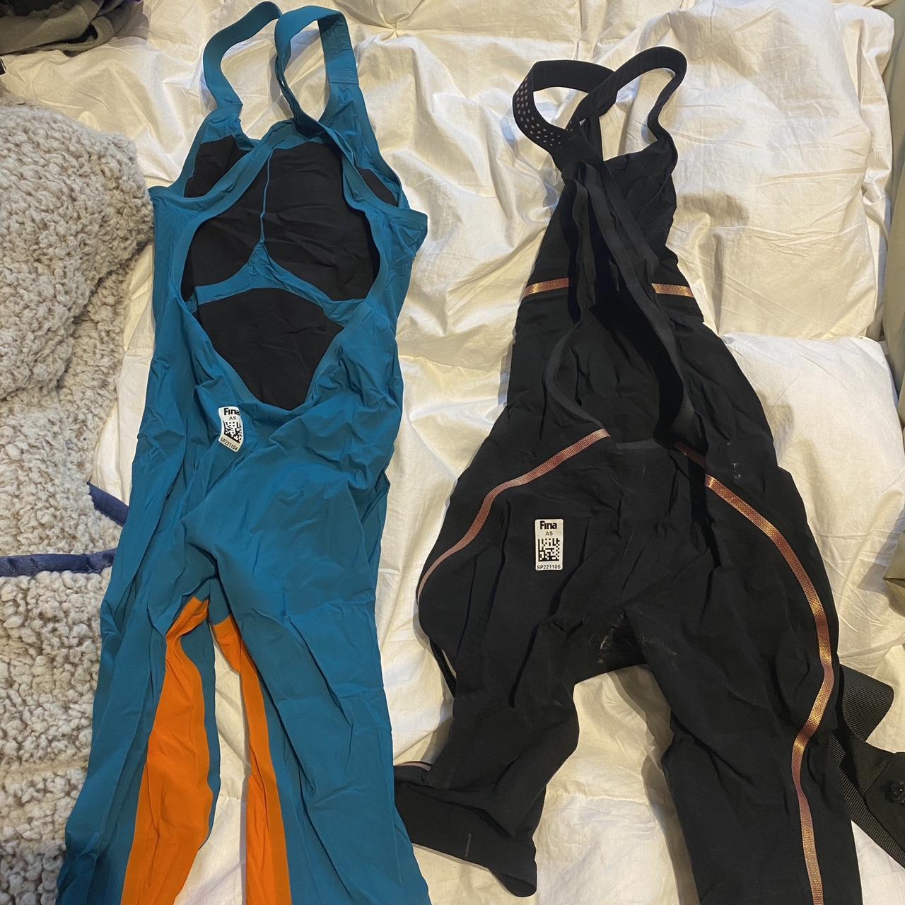 2 tech-suits: 1. Blue open back speedo tech suit,... - Depop