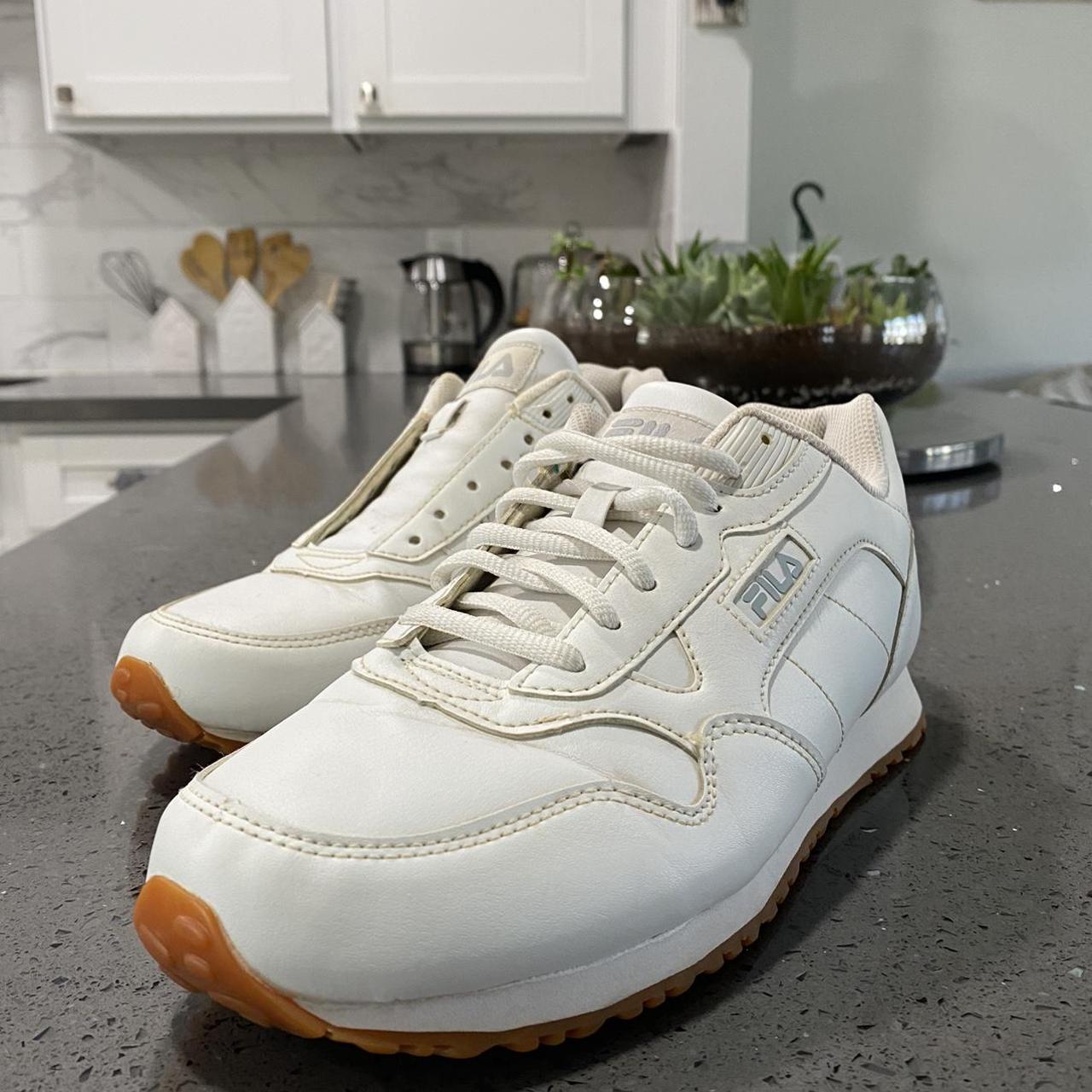 White Filas Size: Men 8.5 - Depop