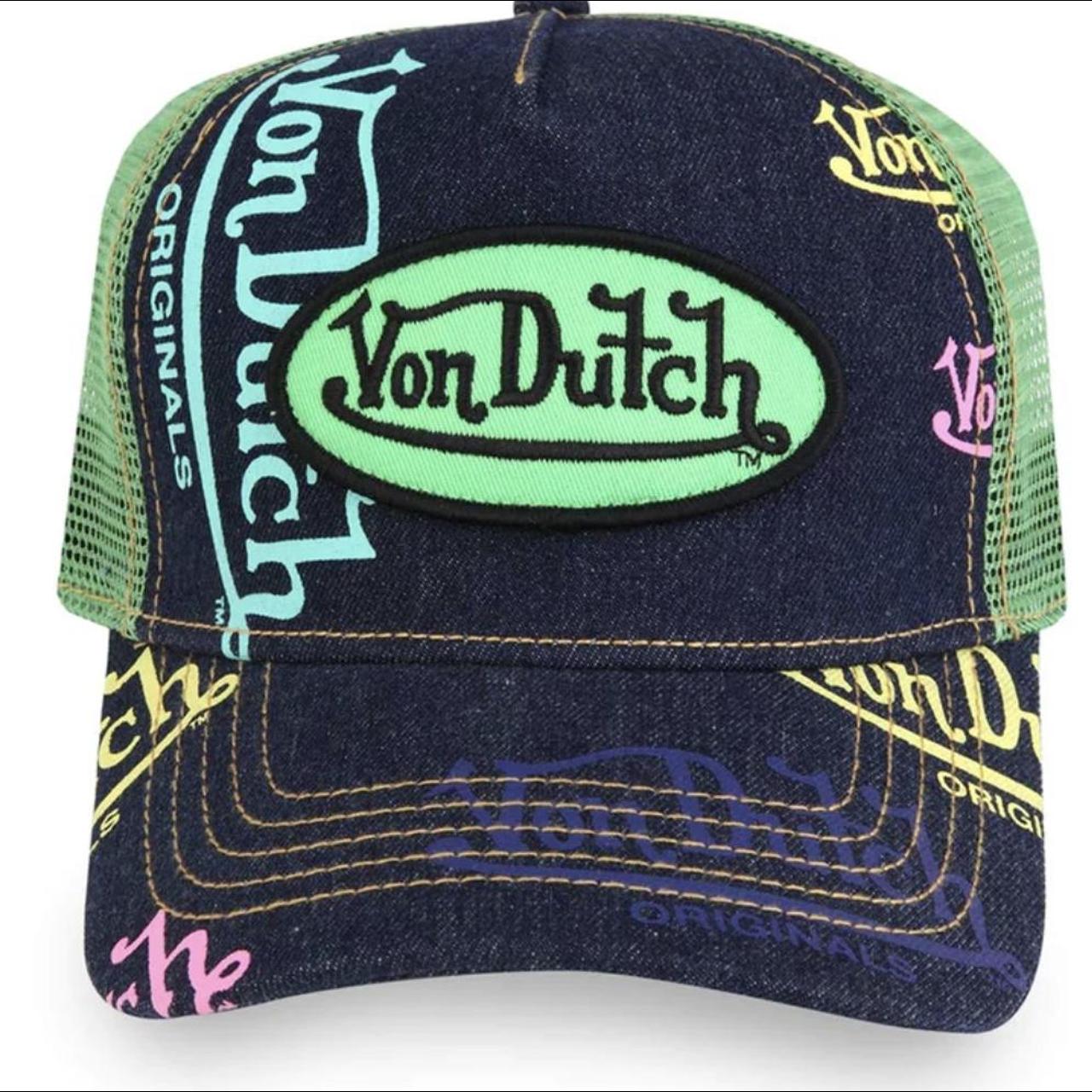 Von Dutch Trucker Hat Navy Denim Apple Logo Trucker... - Depop