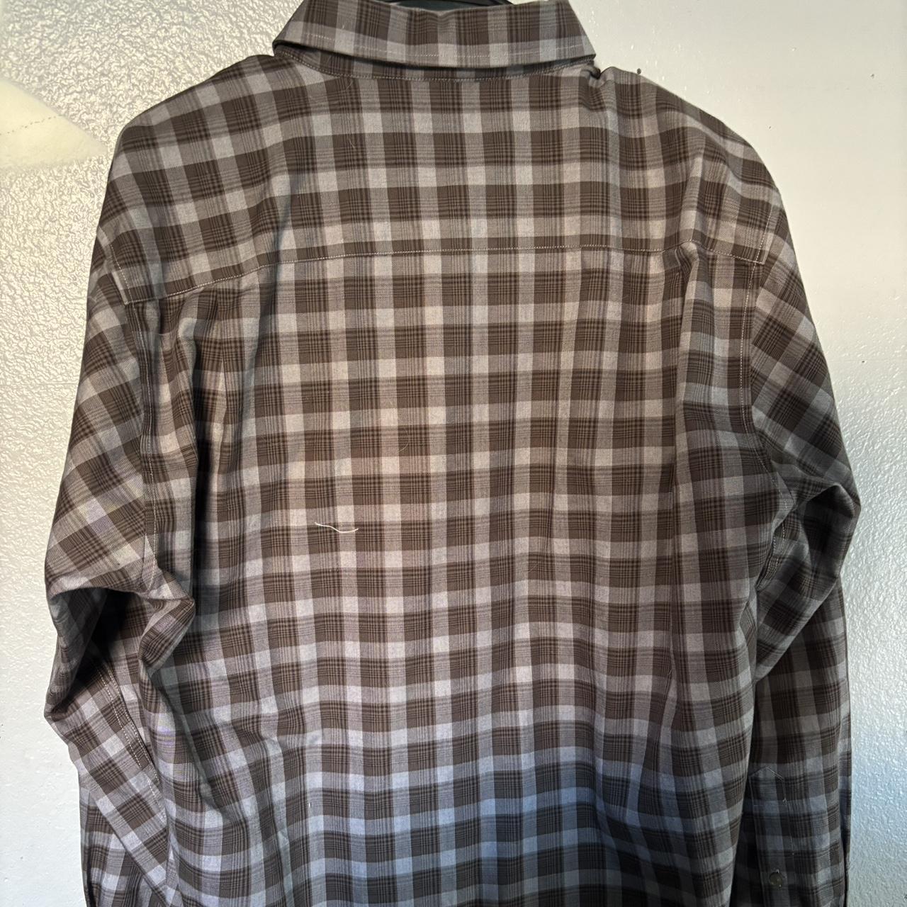 black and grey checkered long sleeve button up - Depop