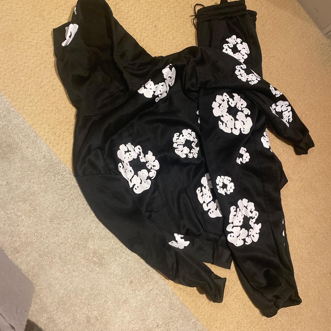 Flowers tears tracksuit. Black Size L but baggy fit... - Depop