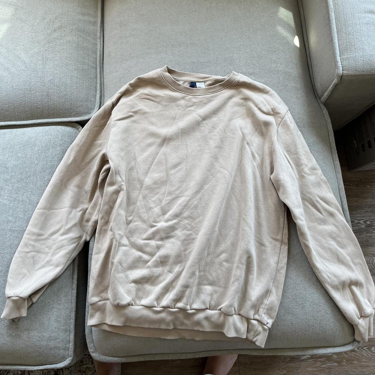 Beige/Tan Crewneck Sweatshirt - Depop