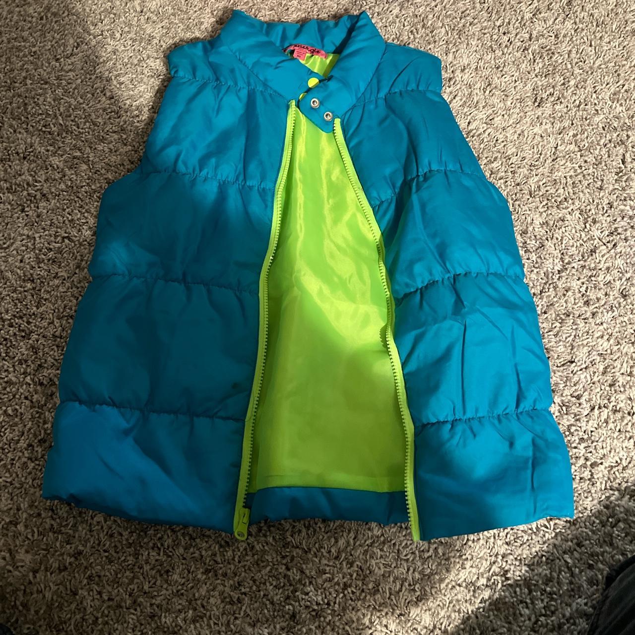 Neon blue and green kids vest - Depop