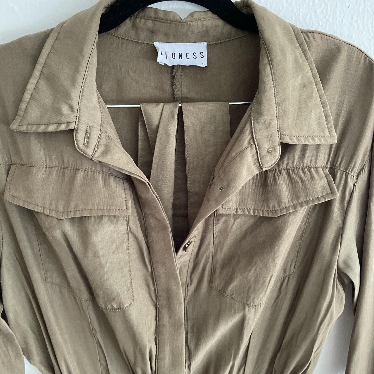 Lioness olive green jumpsuit onesie with belt xs... - Depop