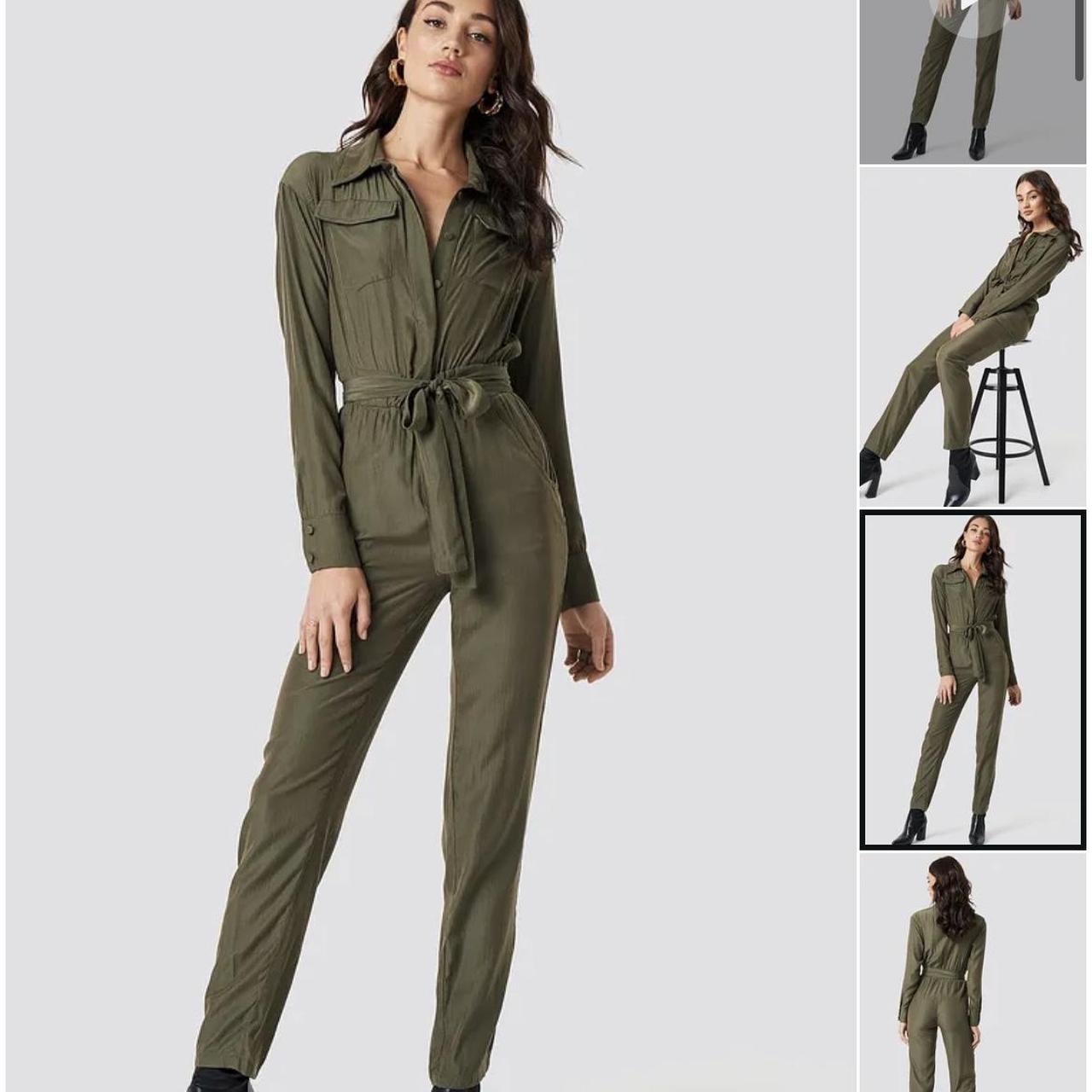 Lioness olive green jumpsuit onesie with belt xs... - Depop