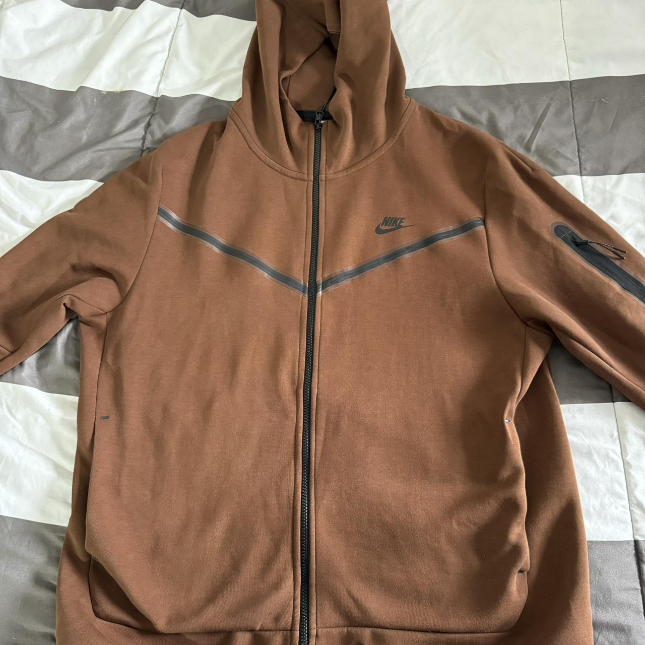 Brown and black Nike tech fleece... - Depop