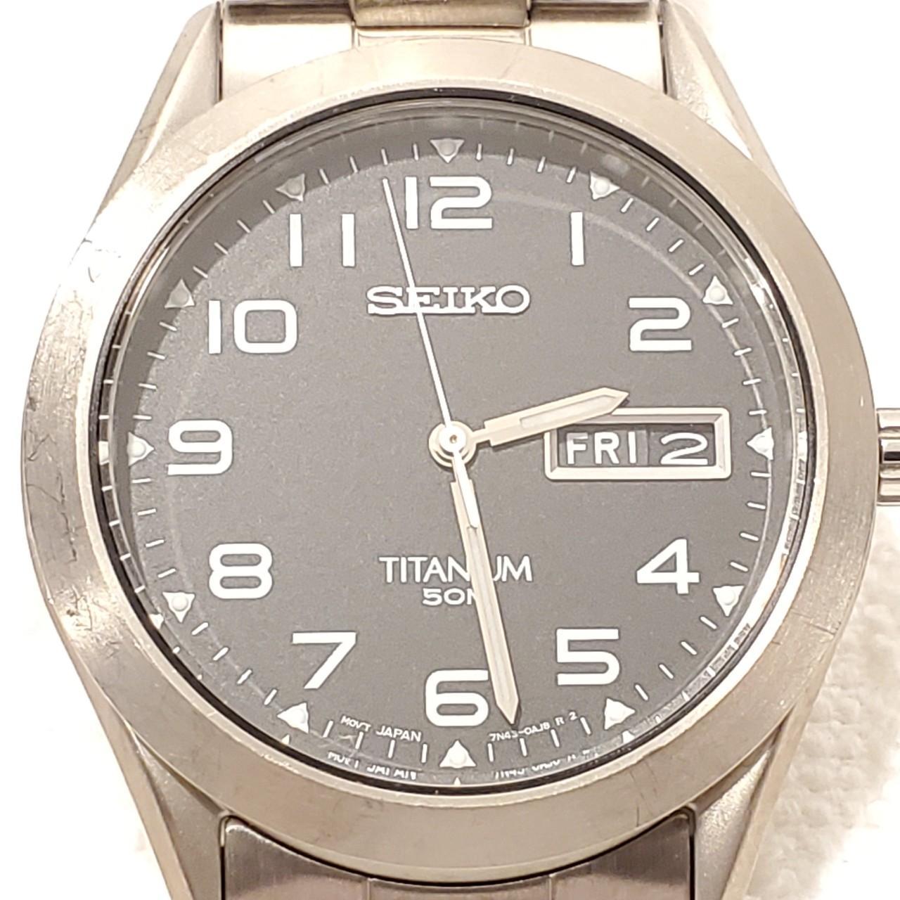 Vintage Seiko Titanium Day Date Men's Quartz Watch... - Depop
