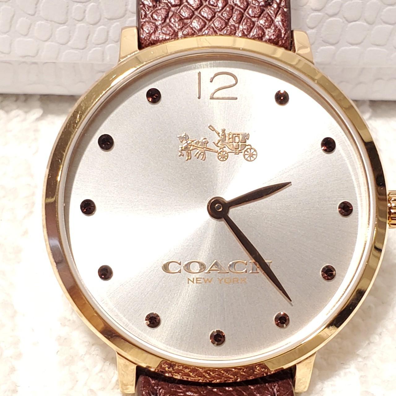 Coach Women's Brown and Silver Watch | Depop