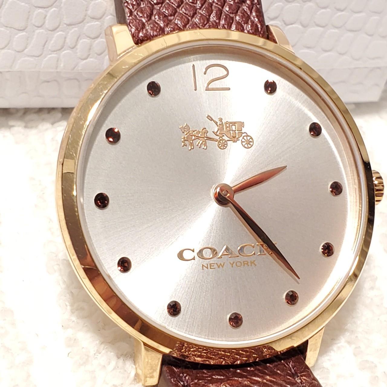 Coach Women's Brown and Silver Watch | Depop