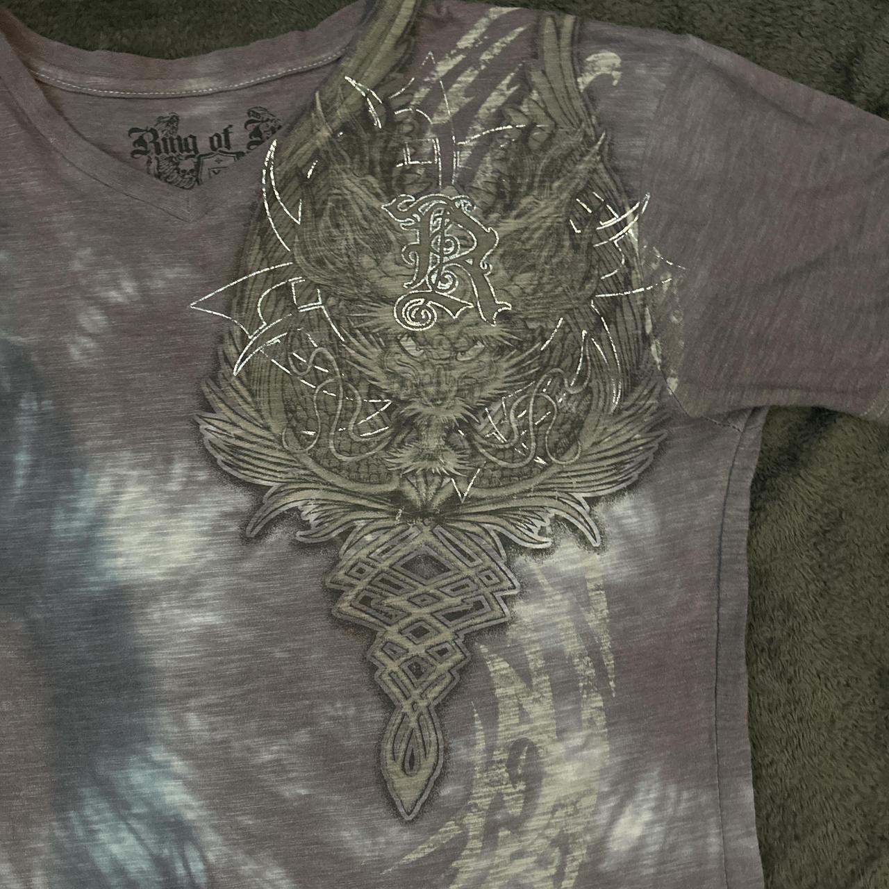 clean affliction type shirt dope design, tagged xl... - Depop