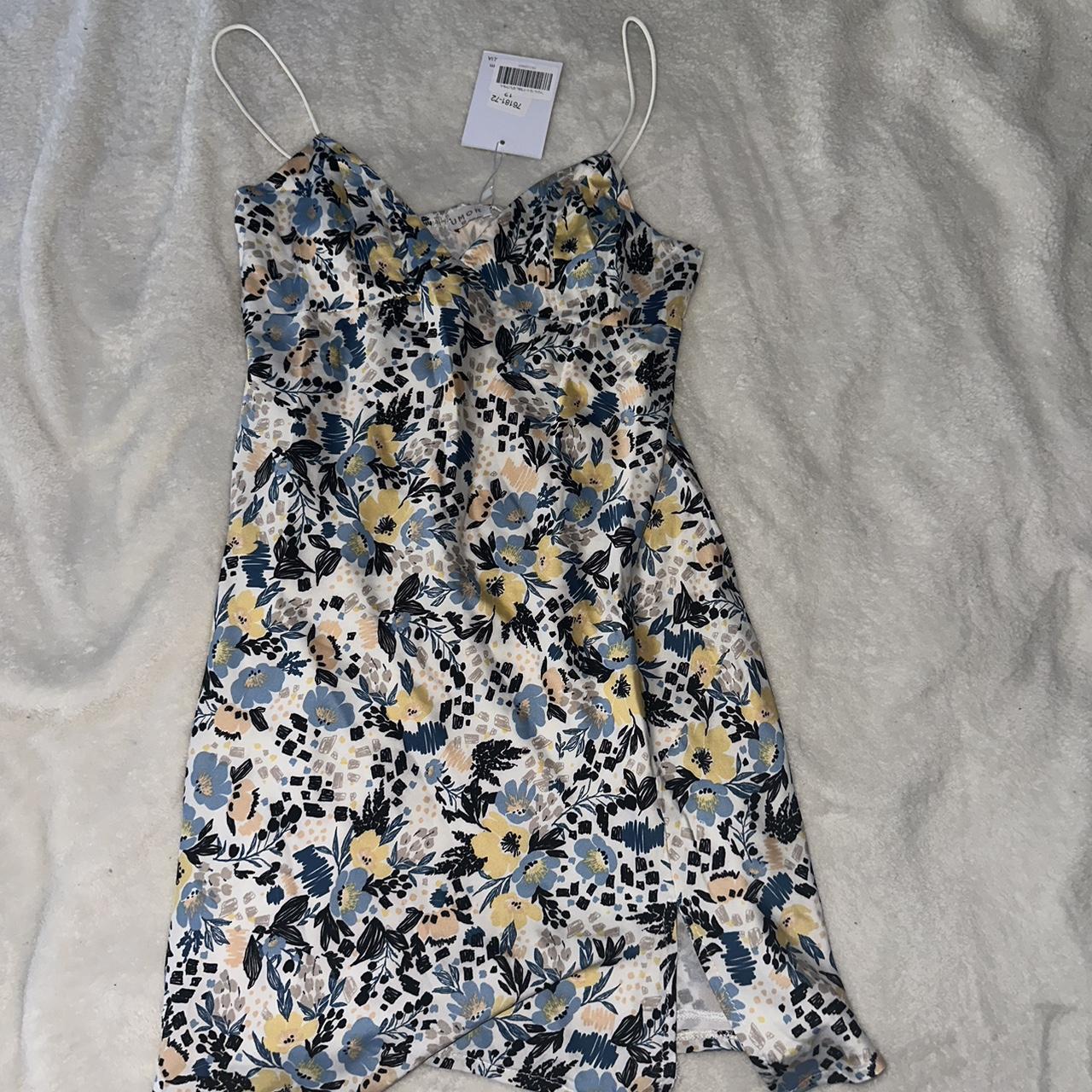 NWT Blue and yellow floral mini dress Hello... - Depop