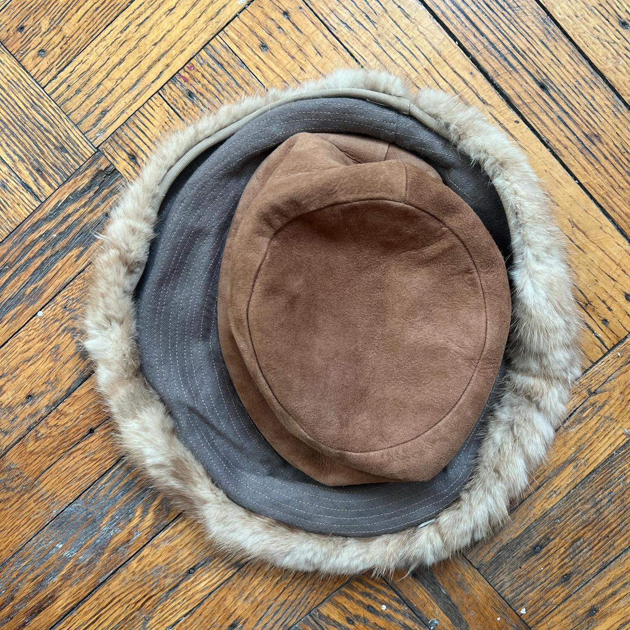 vintage union made in USA brown suede bucket hat... | Depop