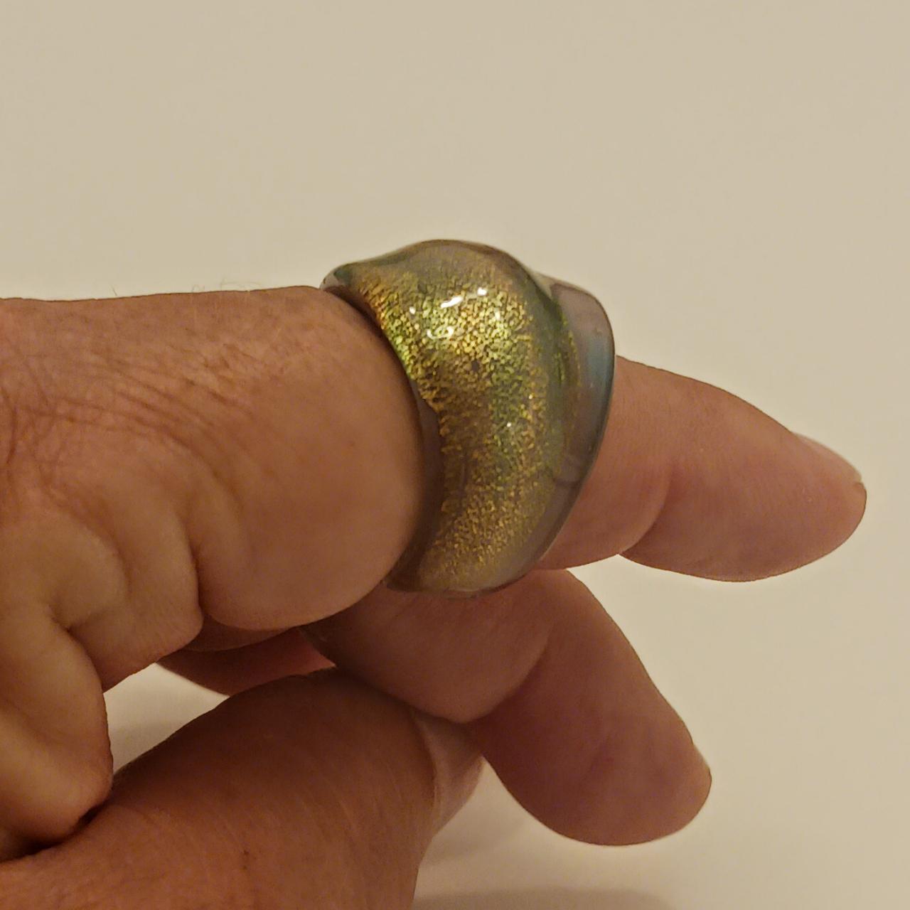 This is a great statement ring! Murano Glass Domed... - Depop
