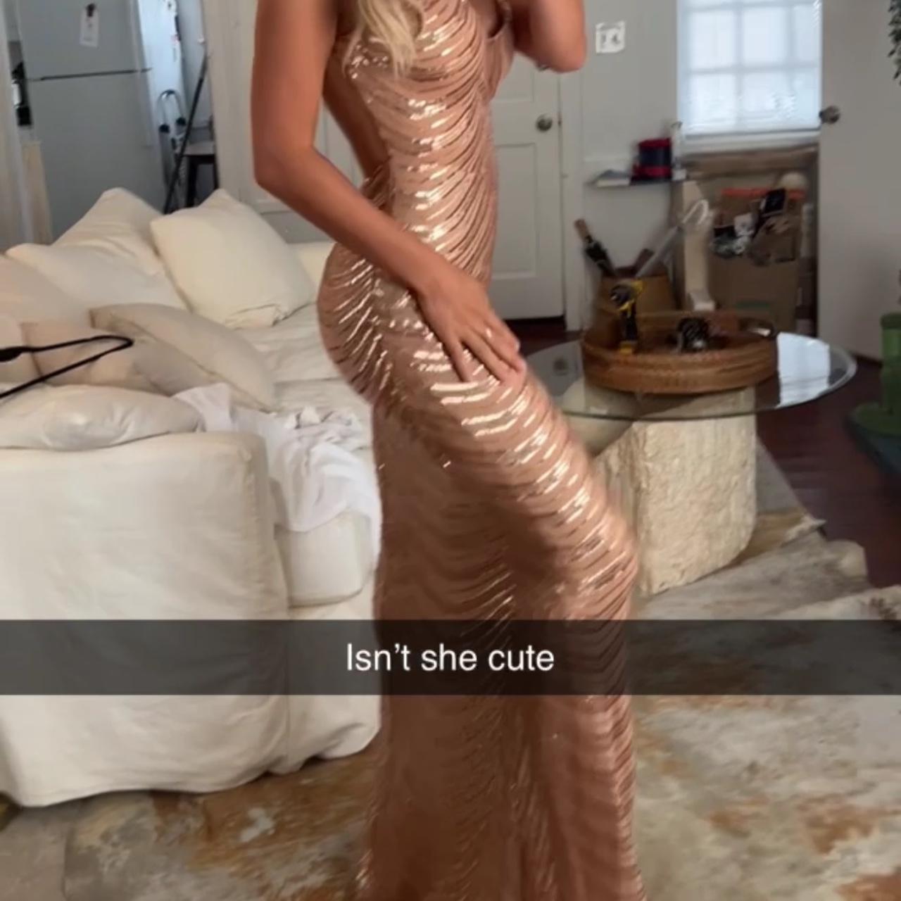 Windsor tan sequin prom dress, no imperfections... | Depop