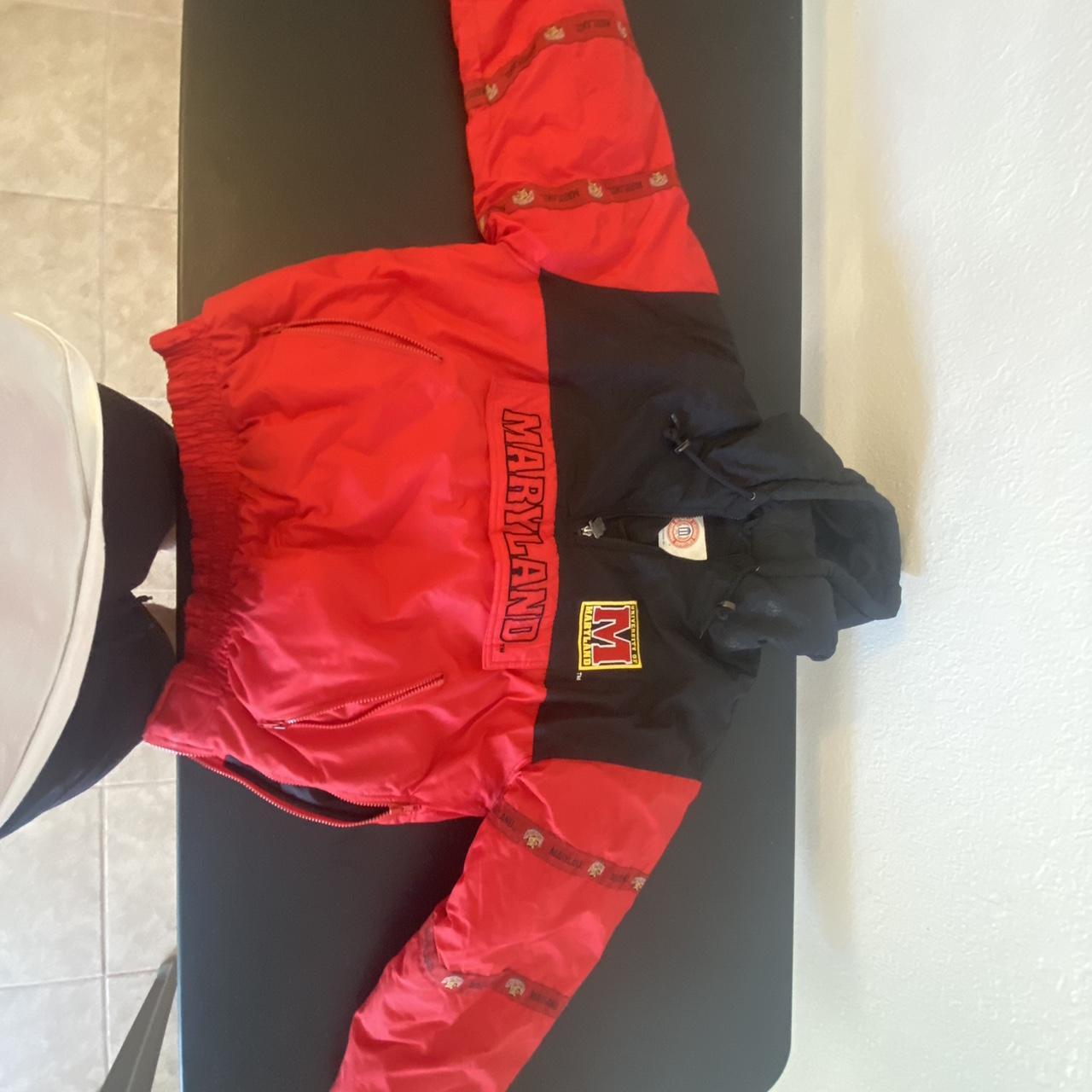 Maryland University puffer jacket with hood, black... - Depop